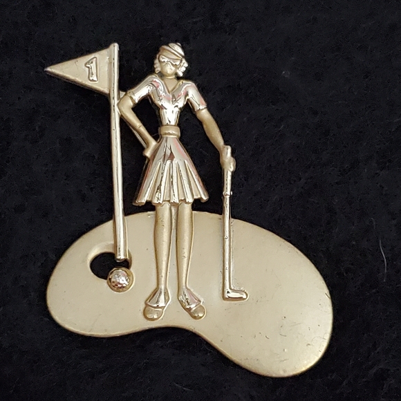Vintage | Jewelry | Vintage Golf Brooch Pin Lady Aj Very Unique Estate ...